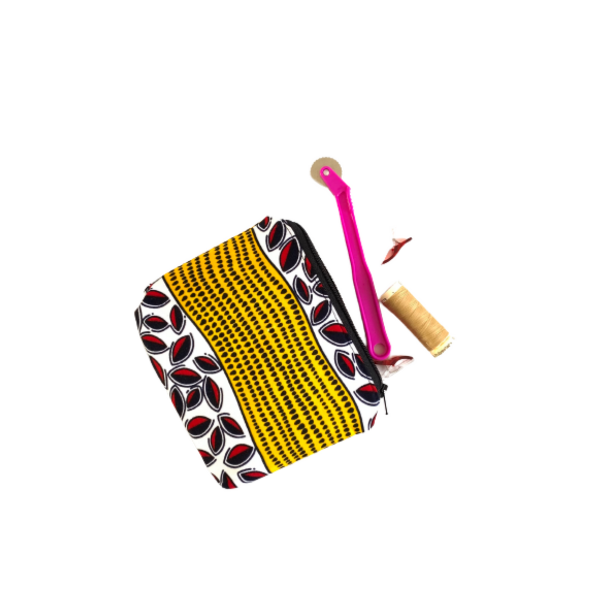 Yellow African Zipper Pouch | Thrifty Upenyu